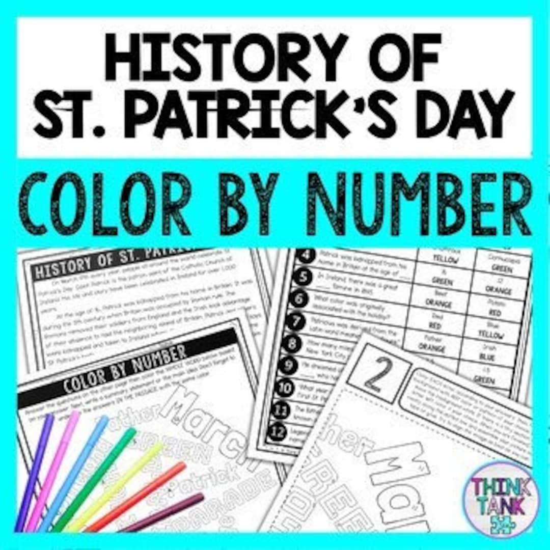 History of St. Patrick's Day Color by Number - Close Reading & Text ...