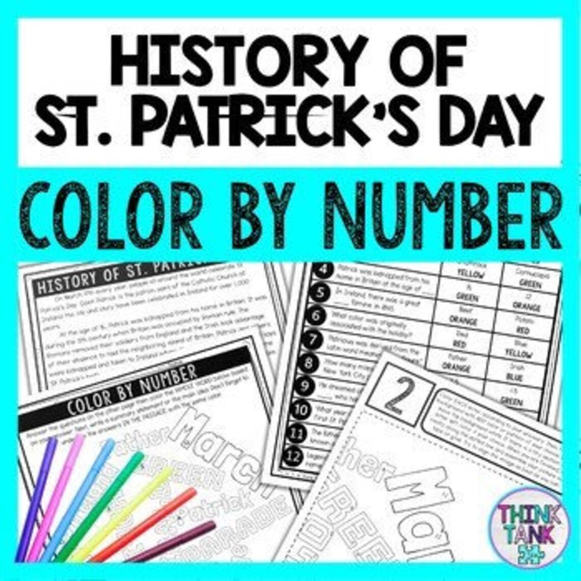 History of St. Patrick's Day Color by Number - Close Reading & Text ...