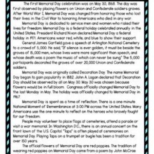 Memorial Day DIGITAL Reading Passage & Questions Self Grading - Etsy