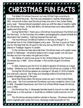 Christmas Fun Facts DIGITAL Reading Passage & Questions - Self Grading ...