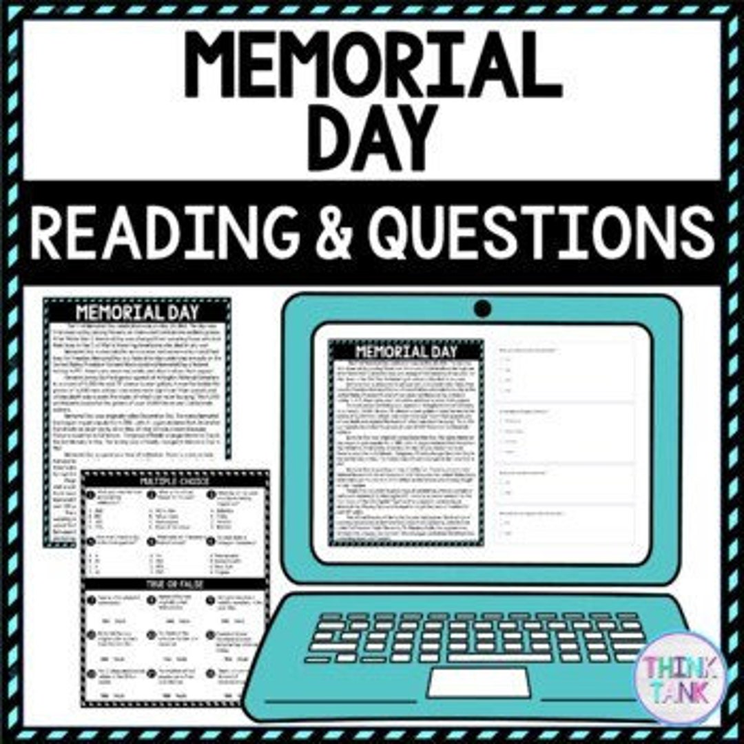 Memorial Day DIGITAL Reading Passage & Questions Self Grading - Etsy