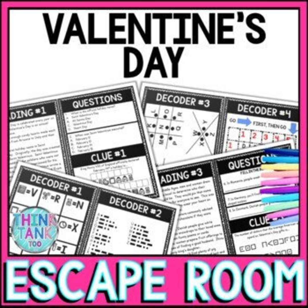 Valentine's Day Escape Room Activity - Reading Comprehension Challenge ...