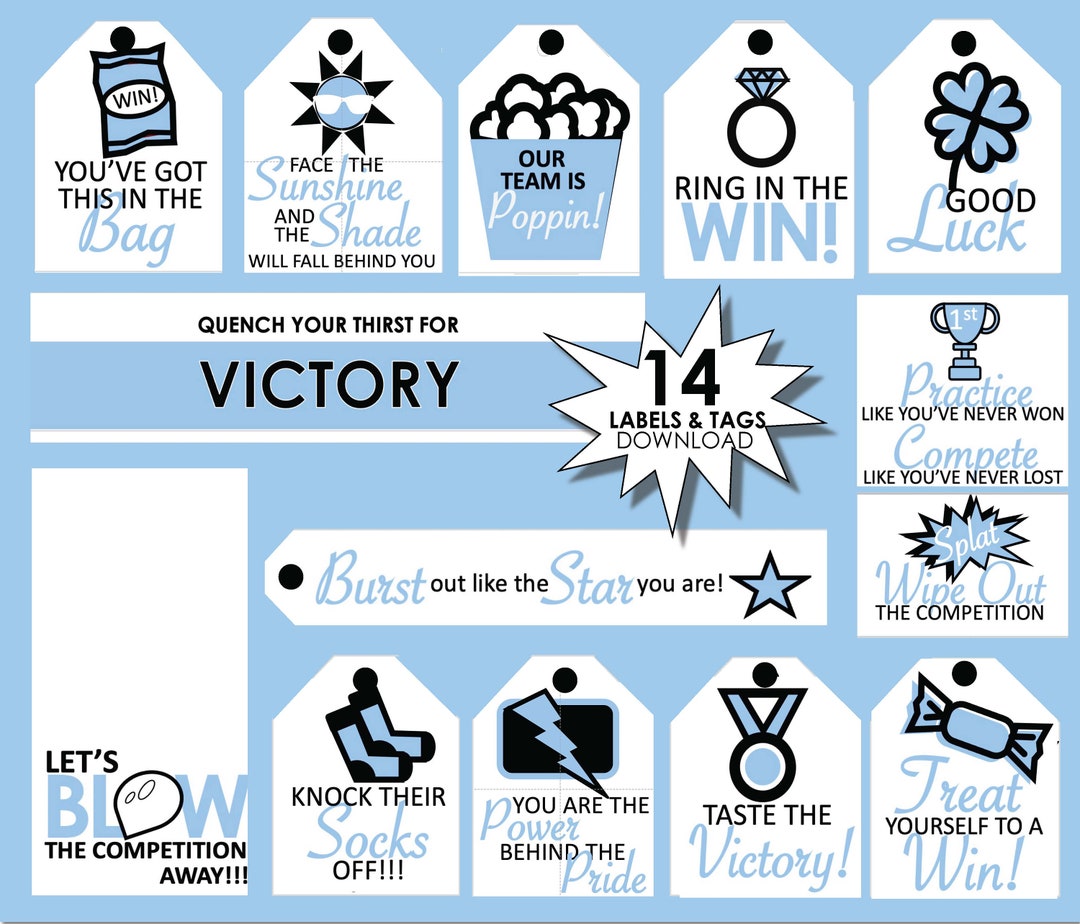 Treat Bag Tags, Labels & Inspirational Cards in Light Blue Instant ...