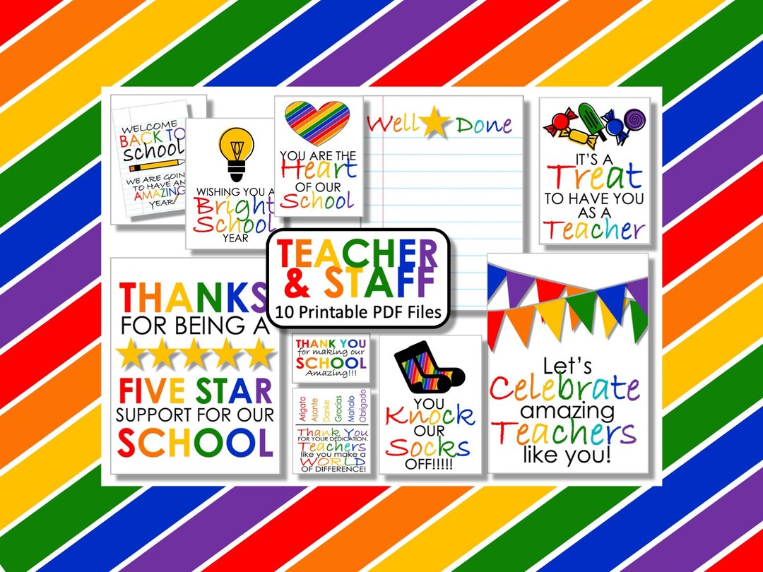 Teacher / School Staff Appreciation Message Cards, Tags & Inspirational ...