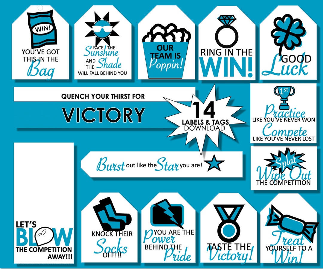 Treat Bag Tags, Labels & Inspirational Cards in Teal Instant Download ...