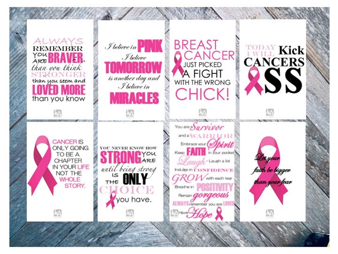 Breast Cancer Motivational Cards Printable - Etsy Hong Kong