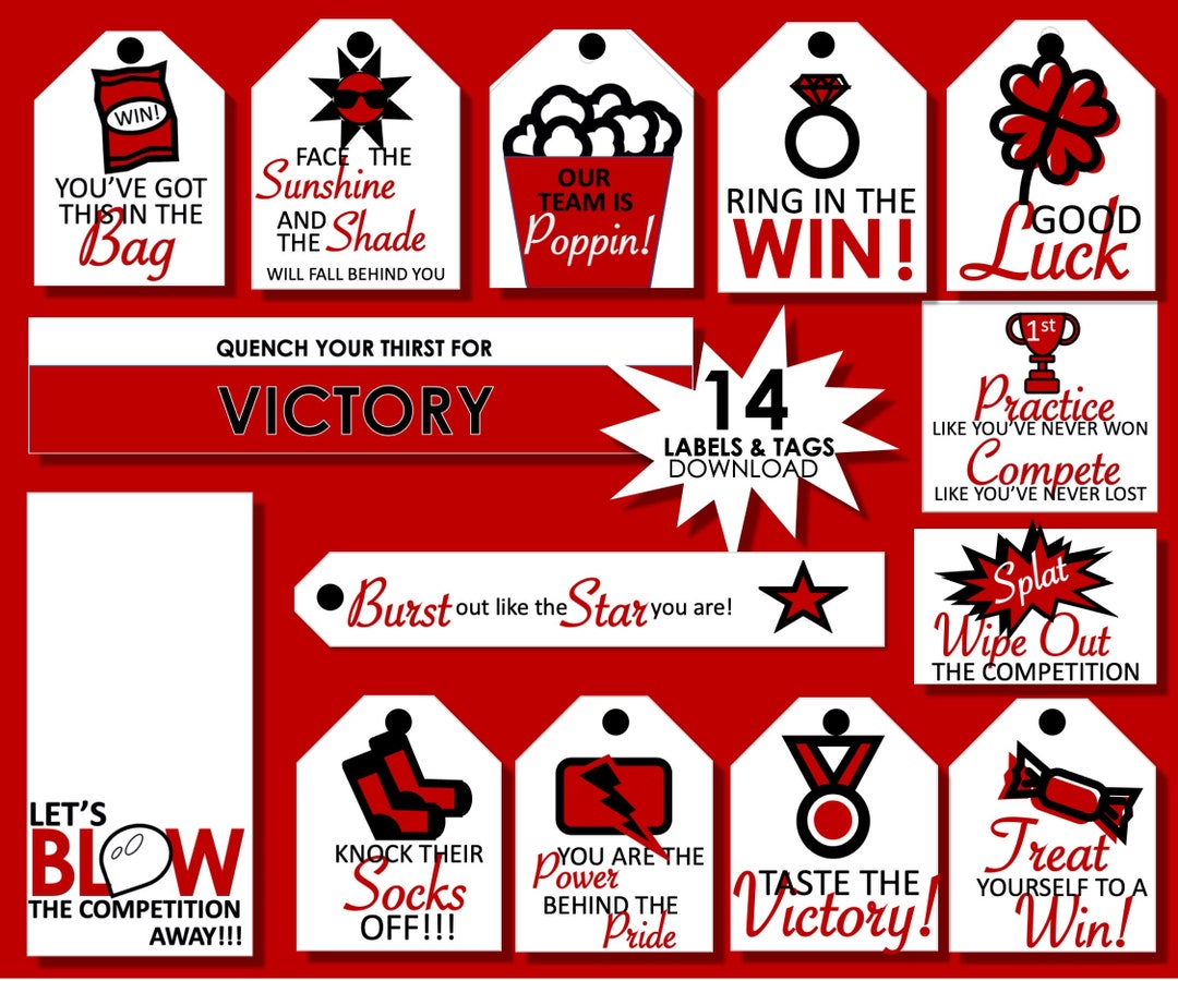 Treat Bag Tags, Labels & Inspirational Cards in Red Instant Download ...