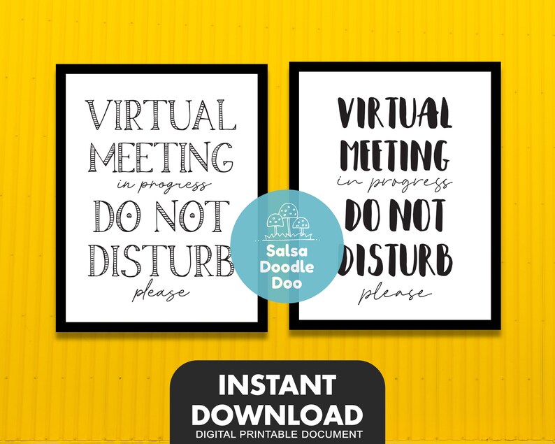 Printable Zoom Virtual Meeting Sign PDF Home Office WFH Wall - Etsy