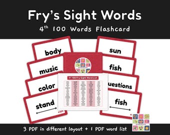Fry Sight Words 4th 100 Flashcards With Directional Arrow | Educational ...