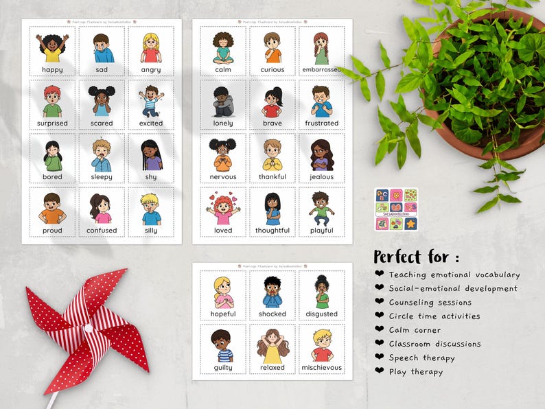 30 Emotion Flashcards for Kids | Printable Feelings Cards | SEL ...