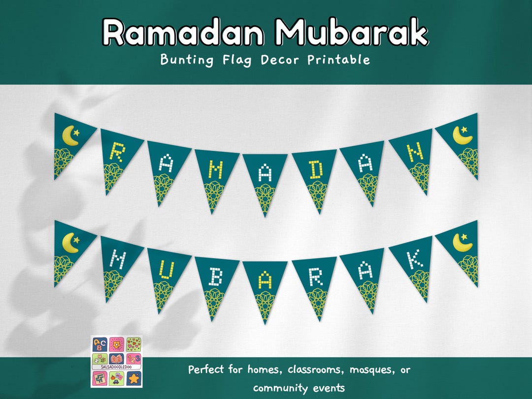Printable Ramadan Mubarak Bunting Flag Banner | Islamic Holiday Crafts ...