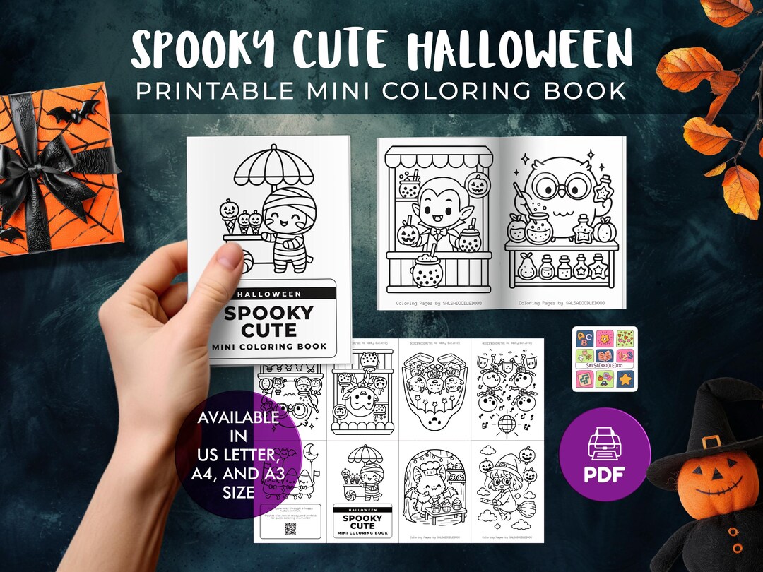 Cute Mini Halloween Coloring Book Printable PDF | Kids Autumn Party ...