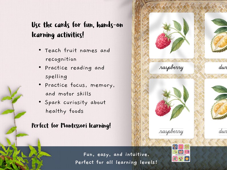 Fruits Nomenclature Flashcards Set | Montessori Botanical Watercolor ...