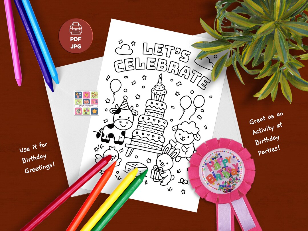 Fun Printable Coloring Birthday Card | Barnyard-themed Foldable ...