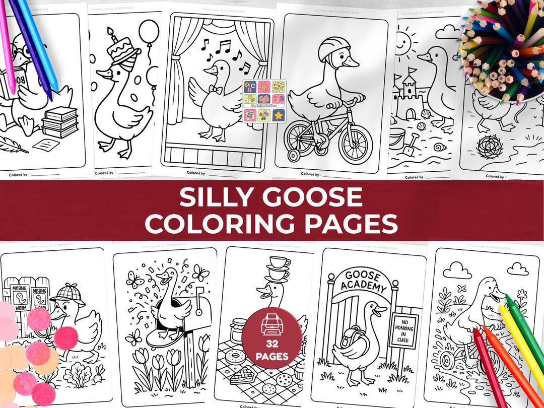 32 Silly Goose Coloring Pages, Printable Coloring Book for Kids, Fun ...