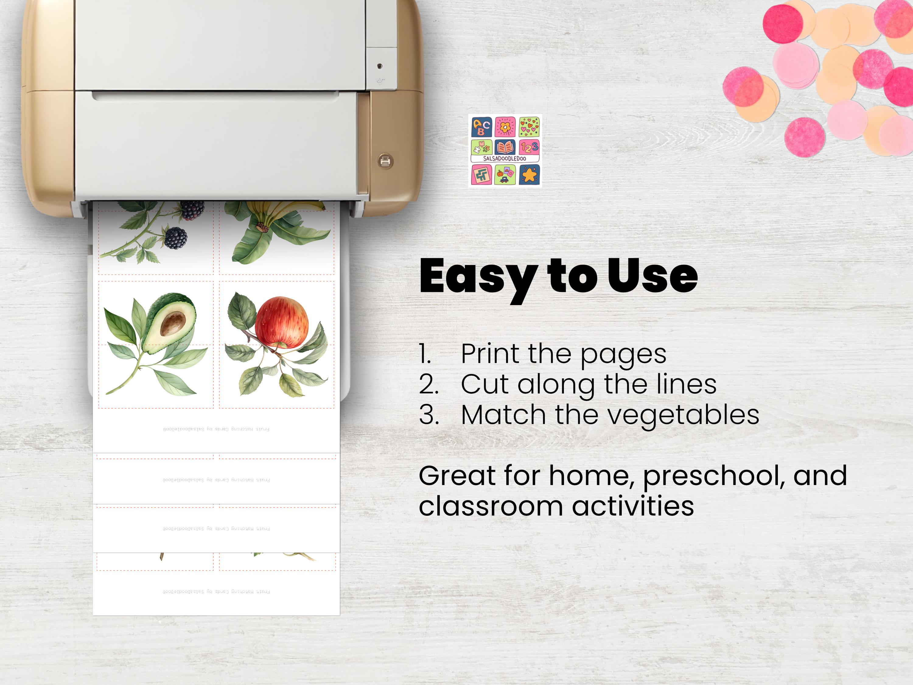 Watercolor Fruit Matching Game for Kids, Printable Preschool Learning ...