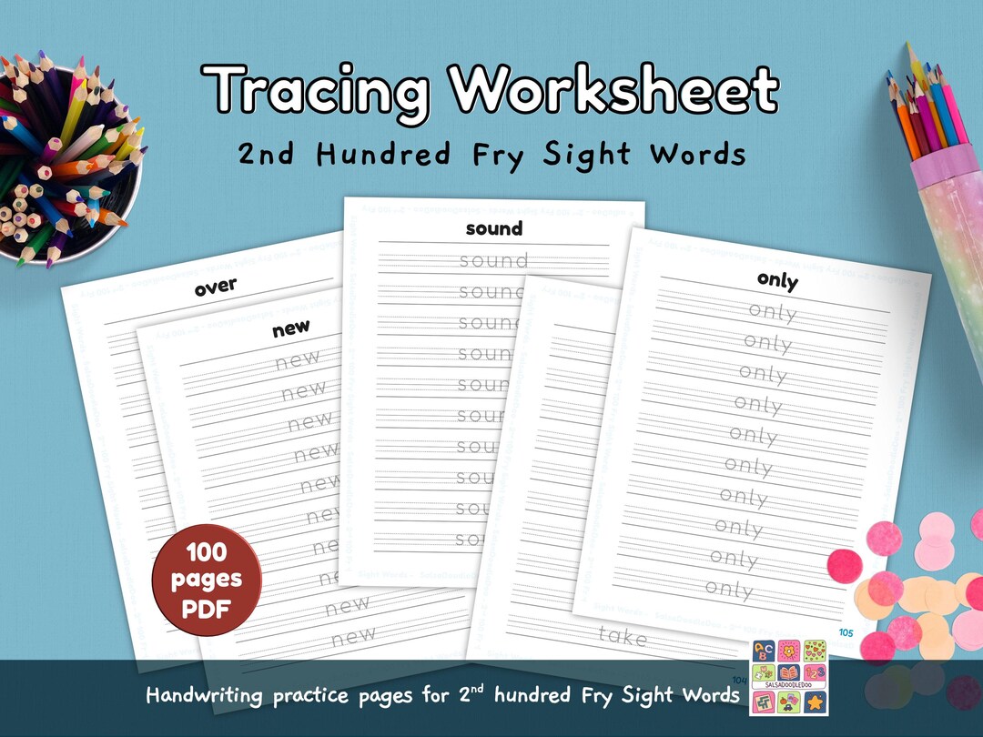 2nd Hundred Fry Sight Words Tracing Worksheets | 100 Pages | Numbered ...