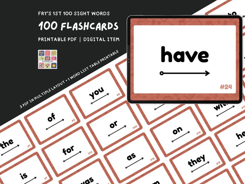 First Hundred Fry's Sight Words Flashcards PDF | Early Reading Word ...