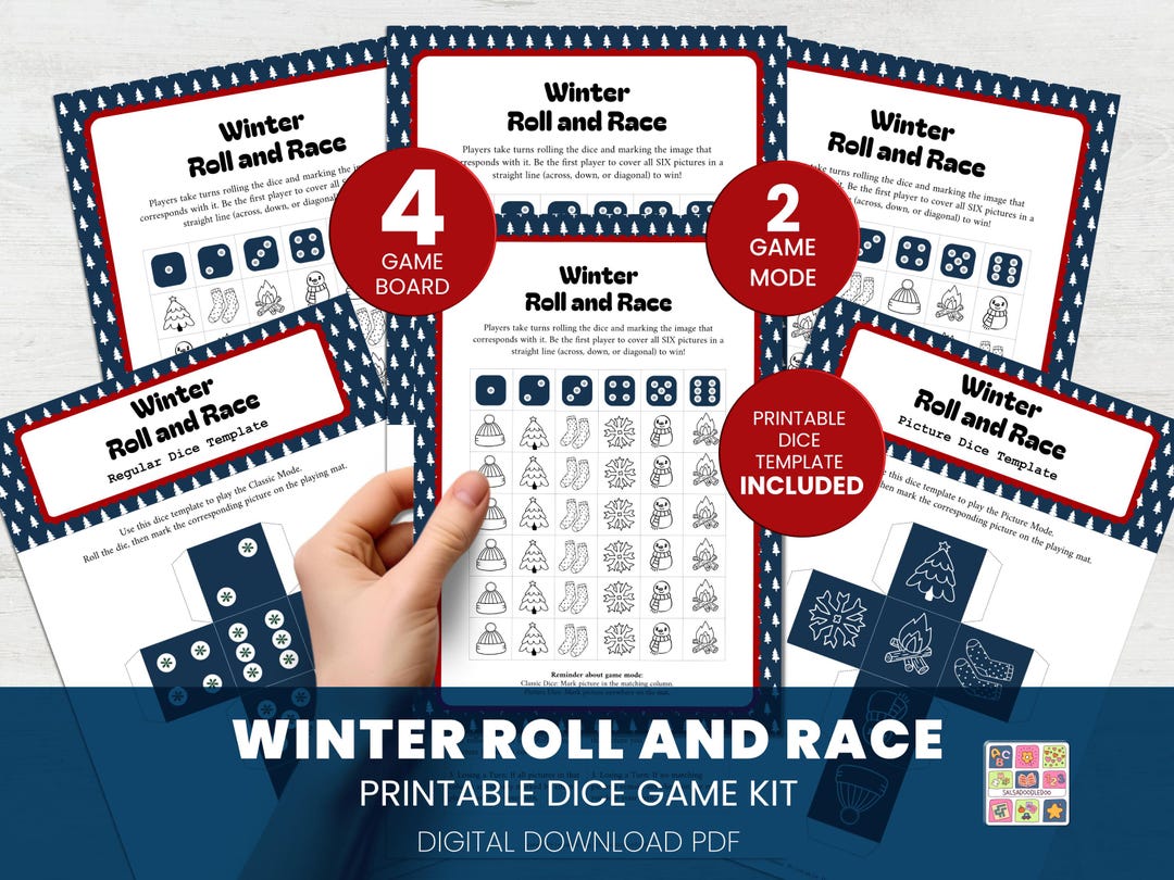 Winter Roll and Race Game Kit | Printable Dice Activity for Kids and ...