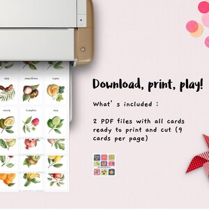 Fruits Nomenclature Flashcards Set | Montessori Botanical Watercolor ...