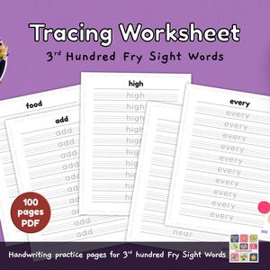 Fry Sight Words Tracing Worksheets: 3rd Hundred, Writing Practice (PDF ...