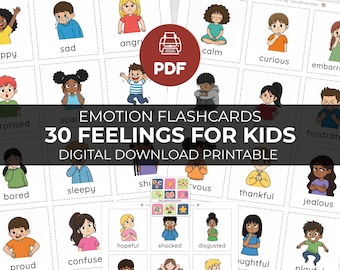 30 Emotion Flashcards for Kids | Printable Feelings Cards | SEL ...