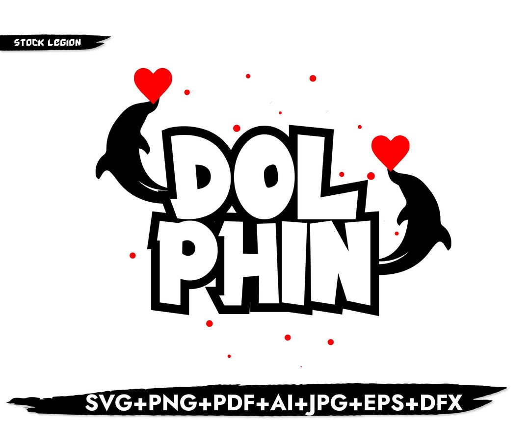 DOLPHIN HEART SVG / Miami Dolphin Svg / Dolphin Png / Vector / - Etsy