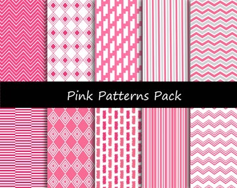 Pink Chinoiserie Digital Papers Commercial Use China Pink - Etsy