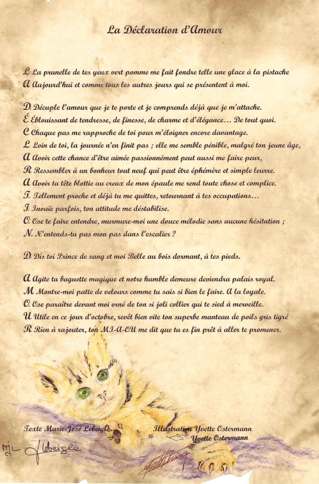 Poetry Paper the Declaration of Love for a Cat - Etsy