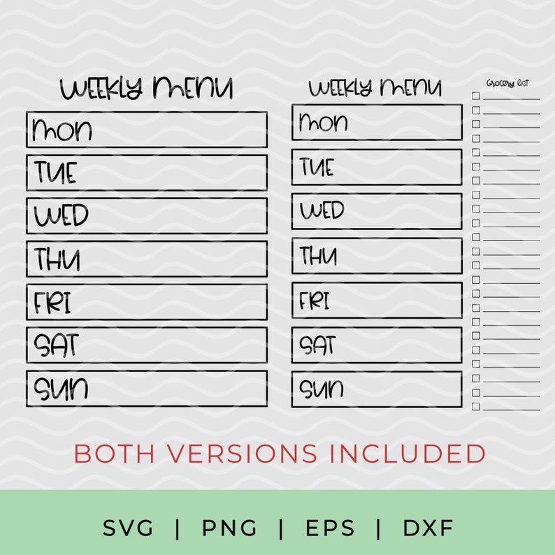 Meal Planner SVG, Weekly Menu PDF, Weekly Meal Planner Svg Files for ...