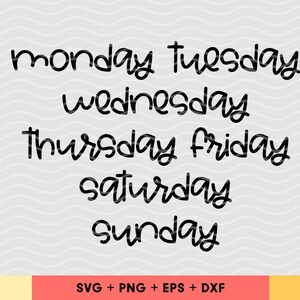 Days of the Week SVG, Week Svg Cut Files, Calendar Svg, Days Svg Files ...
