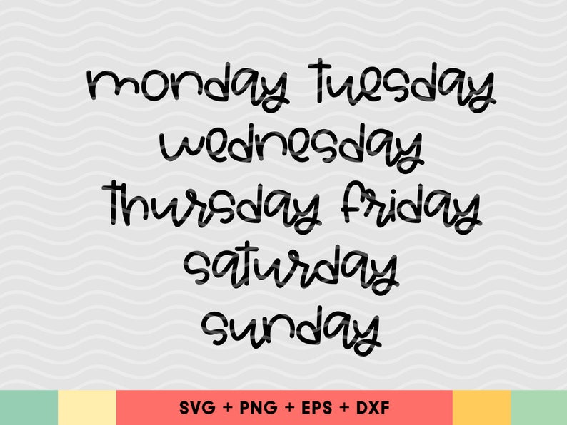 Days of the Week SVG Week Svg Cut Files Calendar Svg Days - Etsy