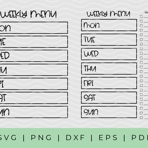 Meal Planner SVG Weekly Menu PDF Weekly Meal Planner Svg - Etsy