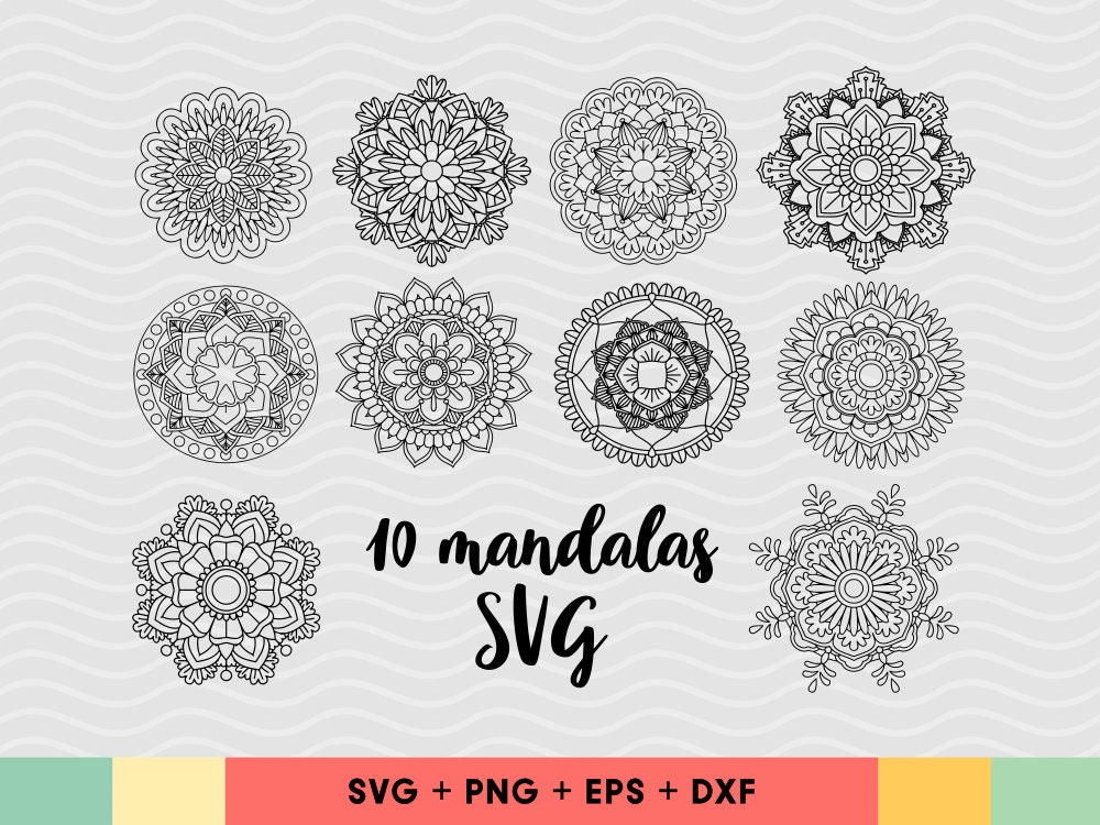 Mandala SVG Mandala Clipart Mandala Set of 10 Svg Cut Files - Etsy