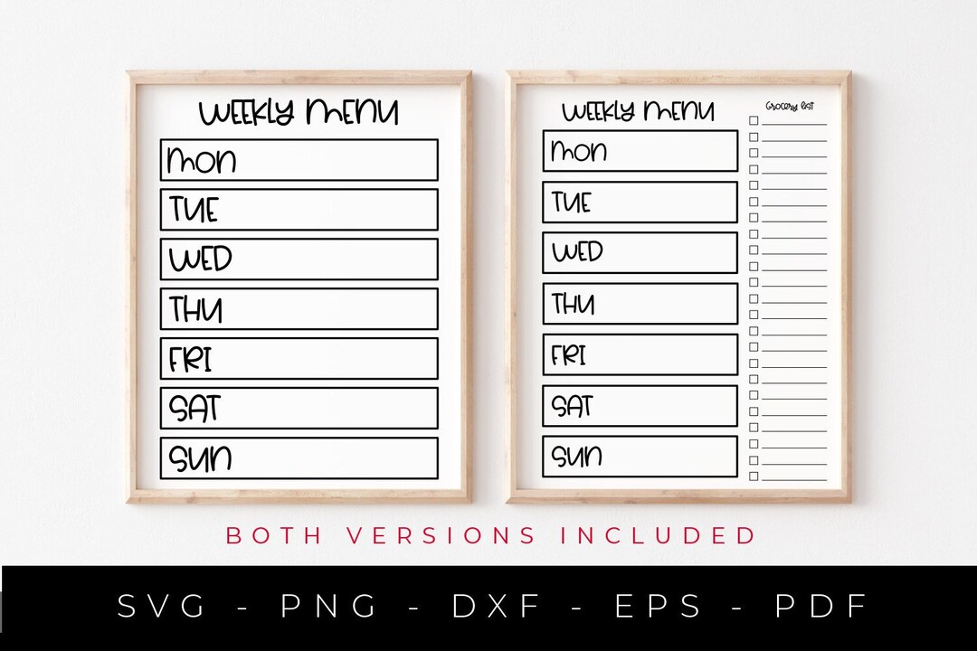 Meal Planner SVG Weekly Menu PDF Weekly Meal Planner Svg - Etsy