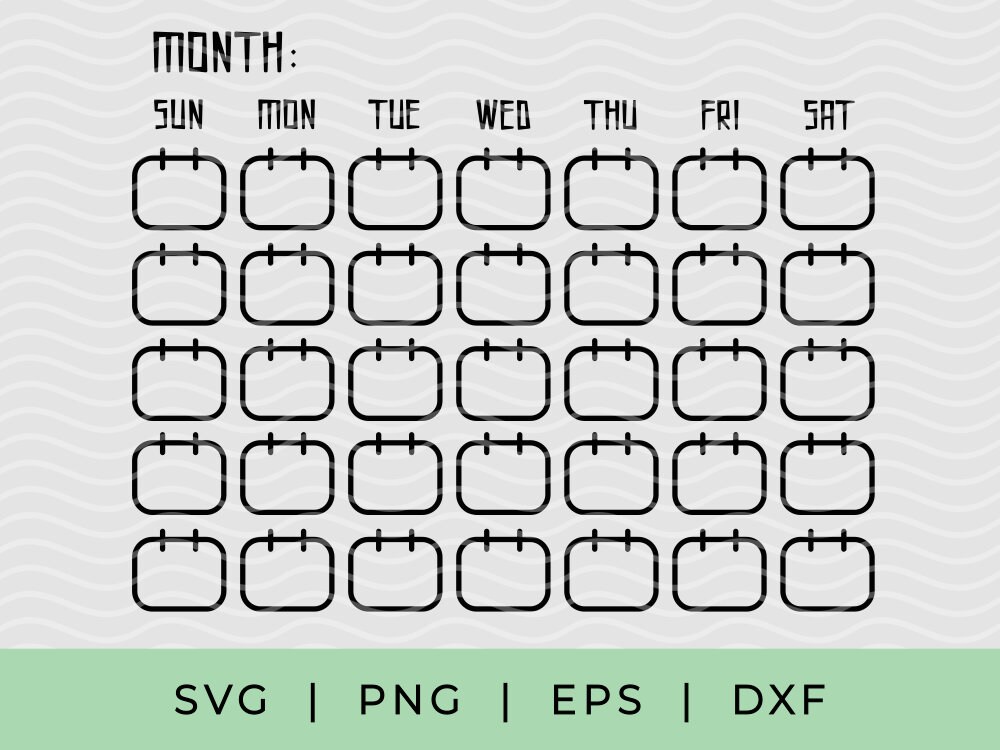 Blank Monthly Calendar SVG Calendar Template Svg Files - Etsy