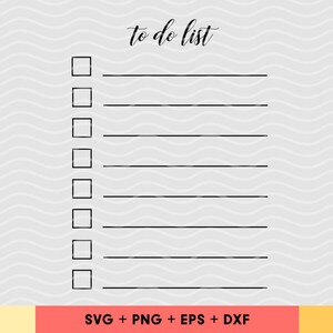 To Do List SVG, to Do List Cut Files, Planner Inserts Svg Cut Files - Etsy