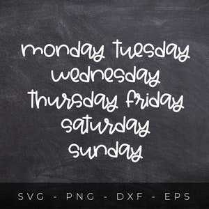 Days of the Week SVG Week Svg Cut Files Calendar Svg Days - Etsy