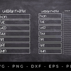 Meal Planner SVG, Weekly Menu PDF, Printable Blank Template - Etsy