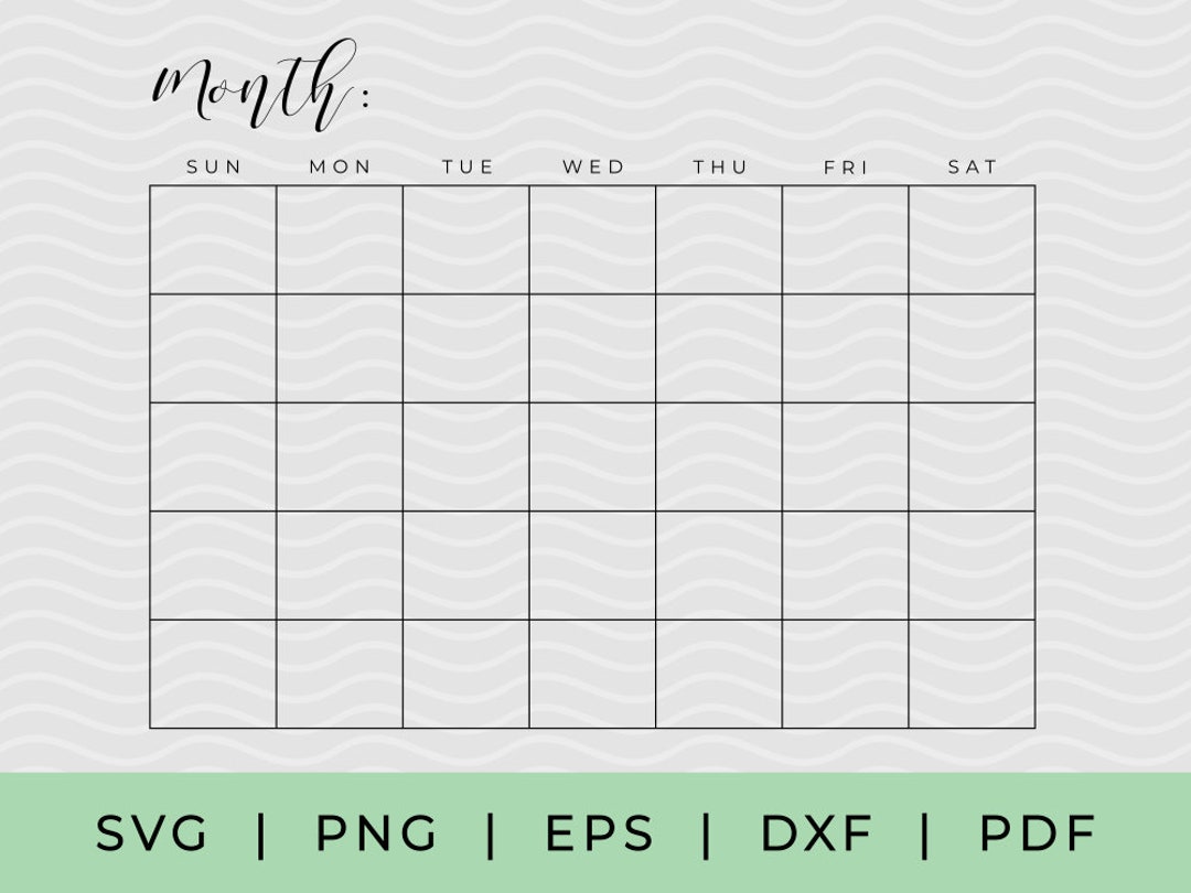 Blank Calendar SVG Monthly Calendar Cut File Printable Etsy UK Blank Calendar SVG Monthly Calendar Cut File Printable Etsy UK