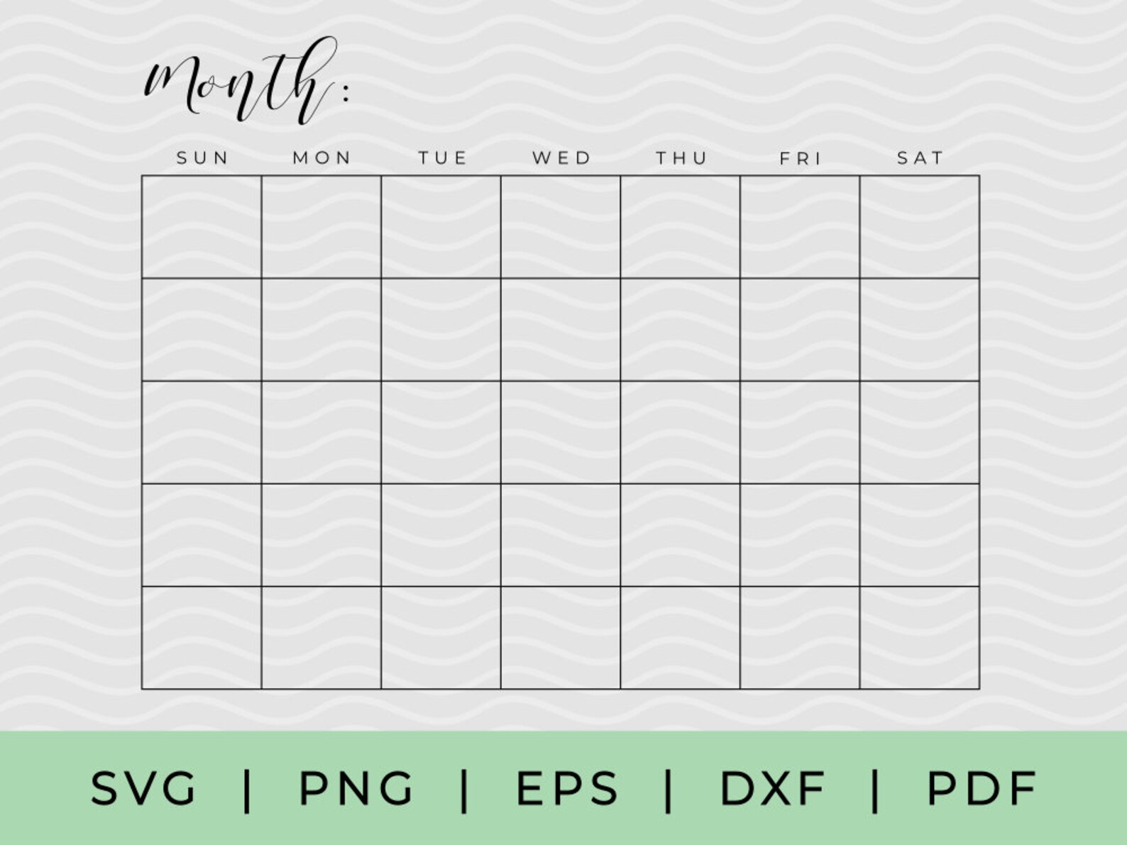 Blank Calendar SVG Monthly Calendar Cut File Printable - Etsy