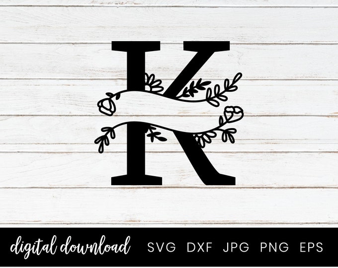 Uppercase K Letter Split Monogram Svg, Alphabet Split Name Frame, Split ...