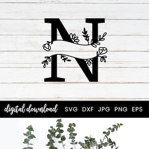 N Monogram Split Alphabet Letter, Split Monogram Cut File, Split ...
