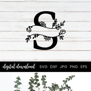 S Monogram Split Alphabet Letter, Split Monogram Cut File, Split Monogram Letters With Hand ...