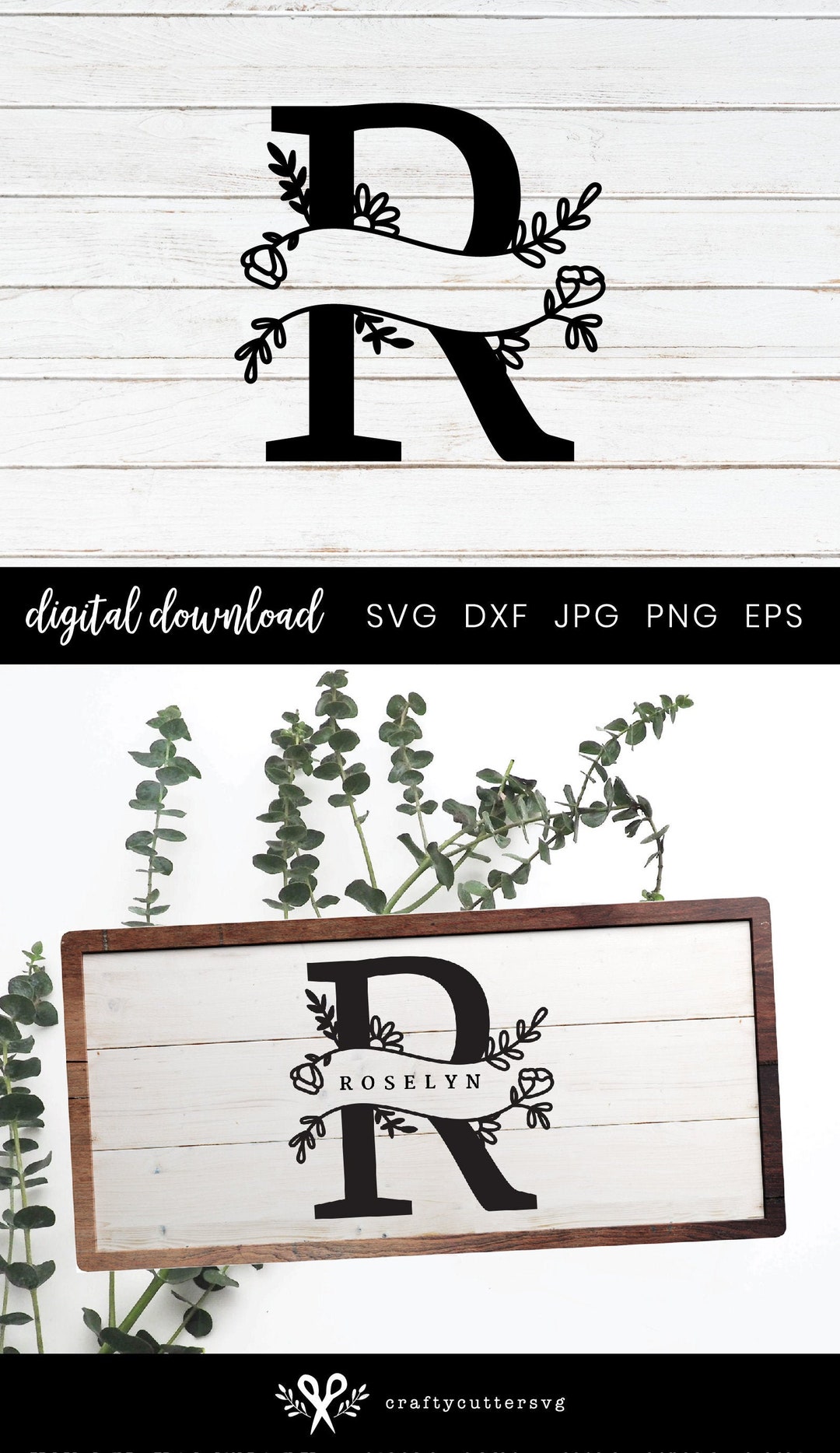 R Monogram Split Alphabet Letter, Split Monogram Cut File, Split ...