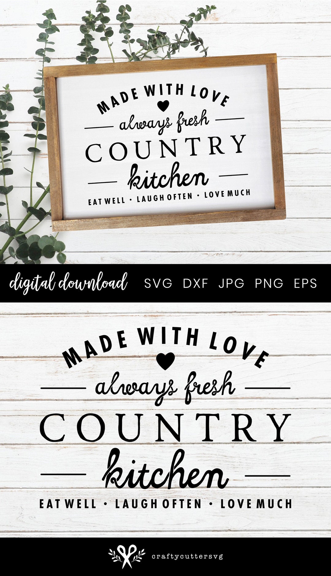 Farmhouse Kitchen Sign Svg, Made With Love , Fresh Country Kitchen ...