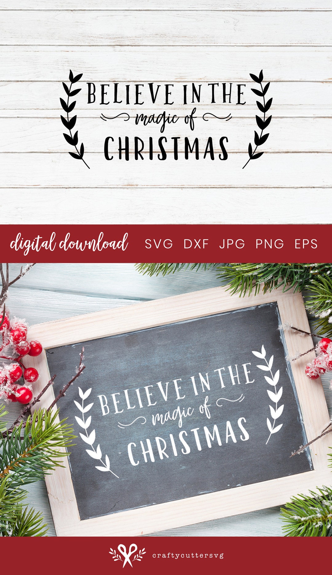 Believe in the Magic of Christmas Svg, Christmas Svg Wreath, Christmas ...