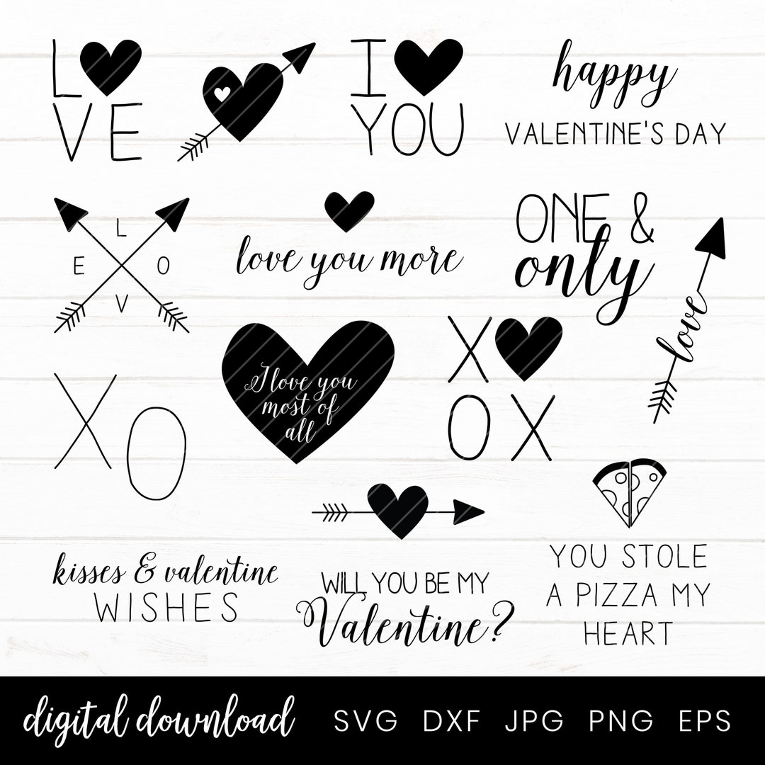 Valentine SVG Bundle Love Hearts, Valentines Day Clip Art Bundle ...