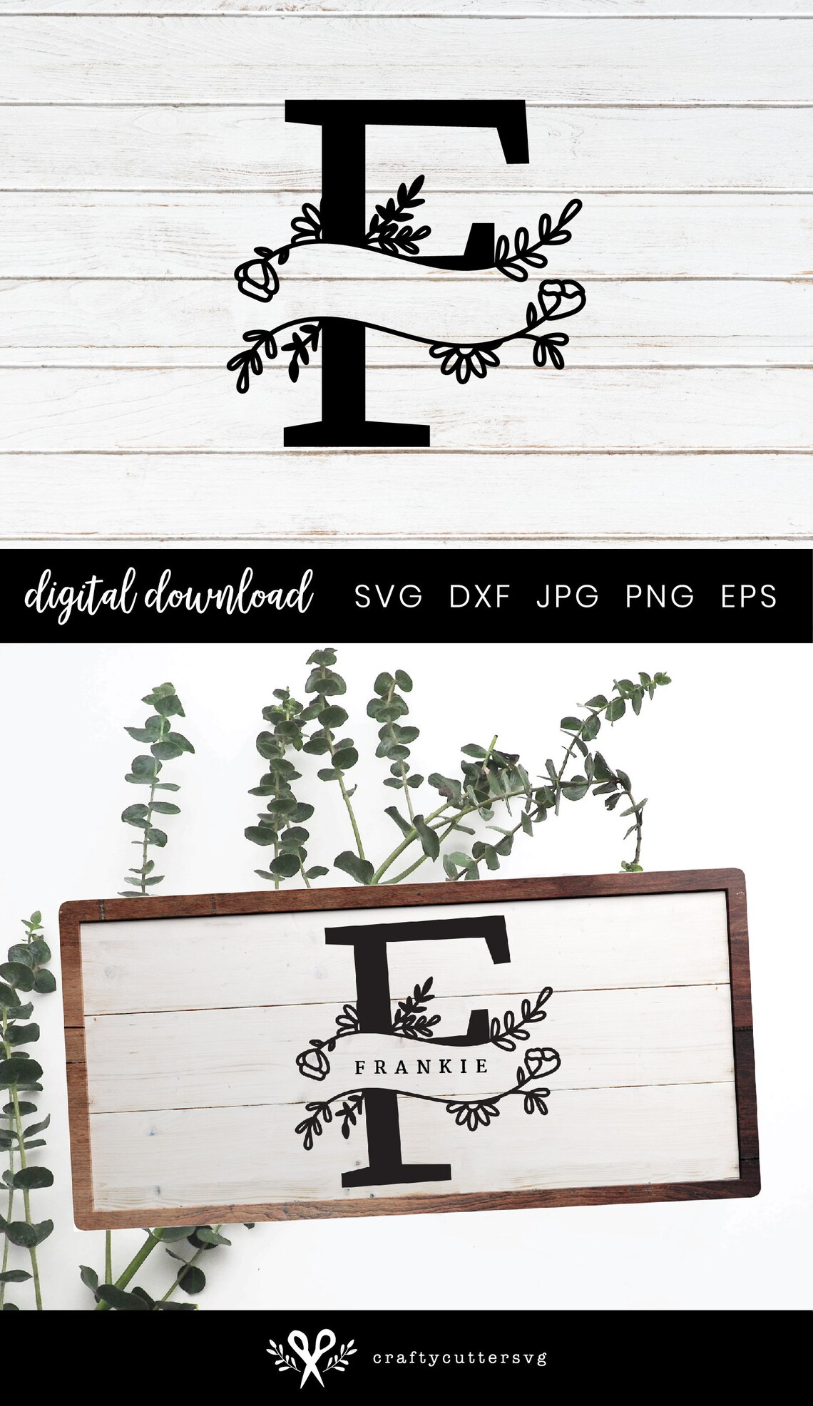 F Monogram Split Alphabet Letter Split Monogram Cut File - Etsy