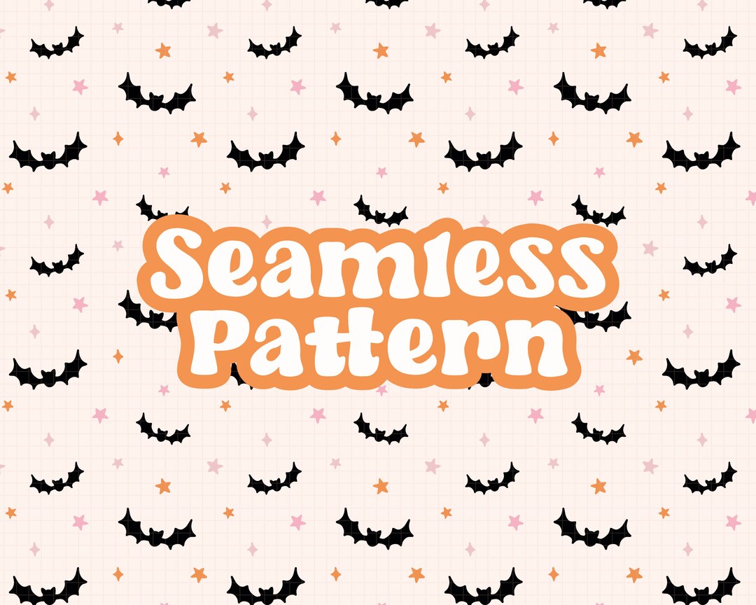 Cute Halloween Bat Seamless Pattern, Bats and Stars Autumn Png Pattern ...